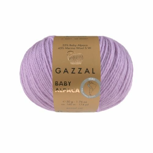 Пряжа Gazzal Baby Alpaca 46025 сиреневый (5 мотков по 50г/160м)