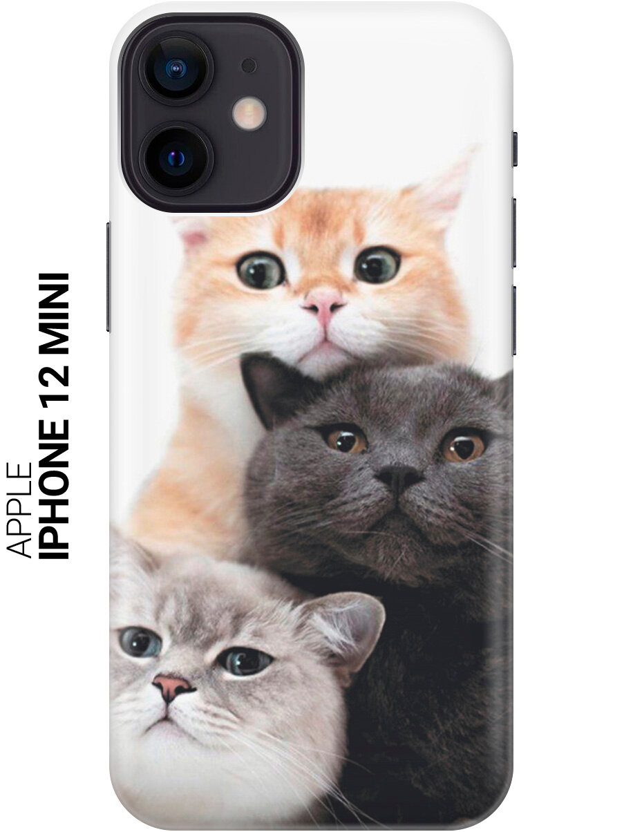 Силиконовый чехол на Apple iPhone 12 Mini с принтом "Котики"