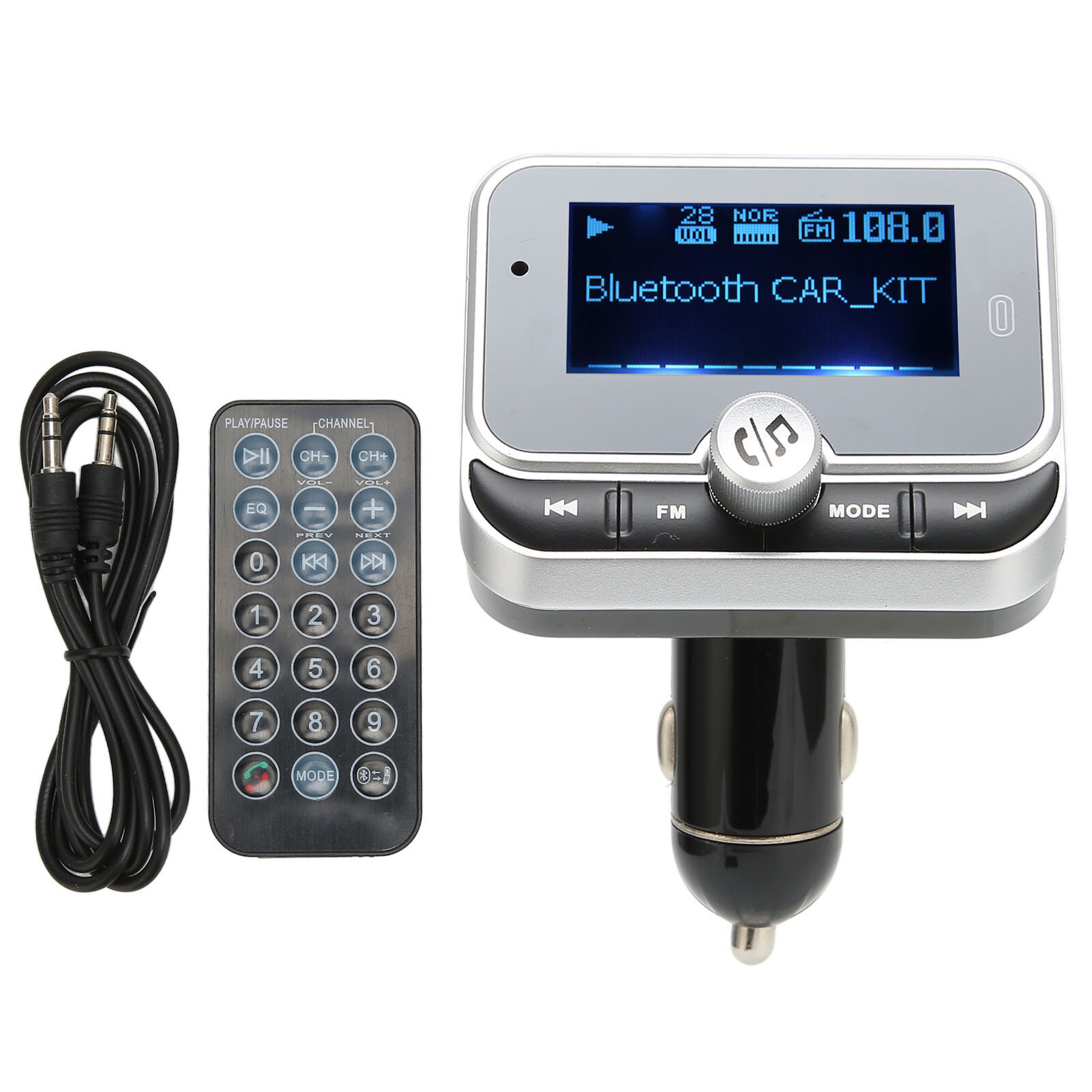 Bluetooth FM Transmitter Dual USB 76MHz to 108MHz Radio Adapter Car Charger with 1.8 Inch Screen