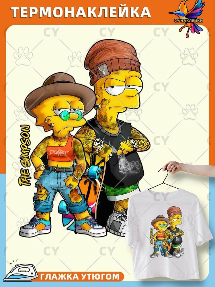 Термонаклейка на одежду The Simpsons и Bart Simpson логотипы брендов