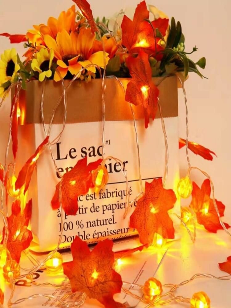 1 шт. светодиодная гирлянда в форме кленового листа длиной 1,5/3/6 метров для украшения сада на Хэллоуин, комнаты и вечеринки