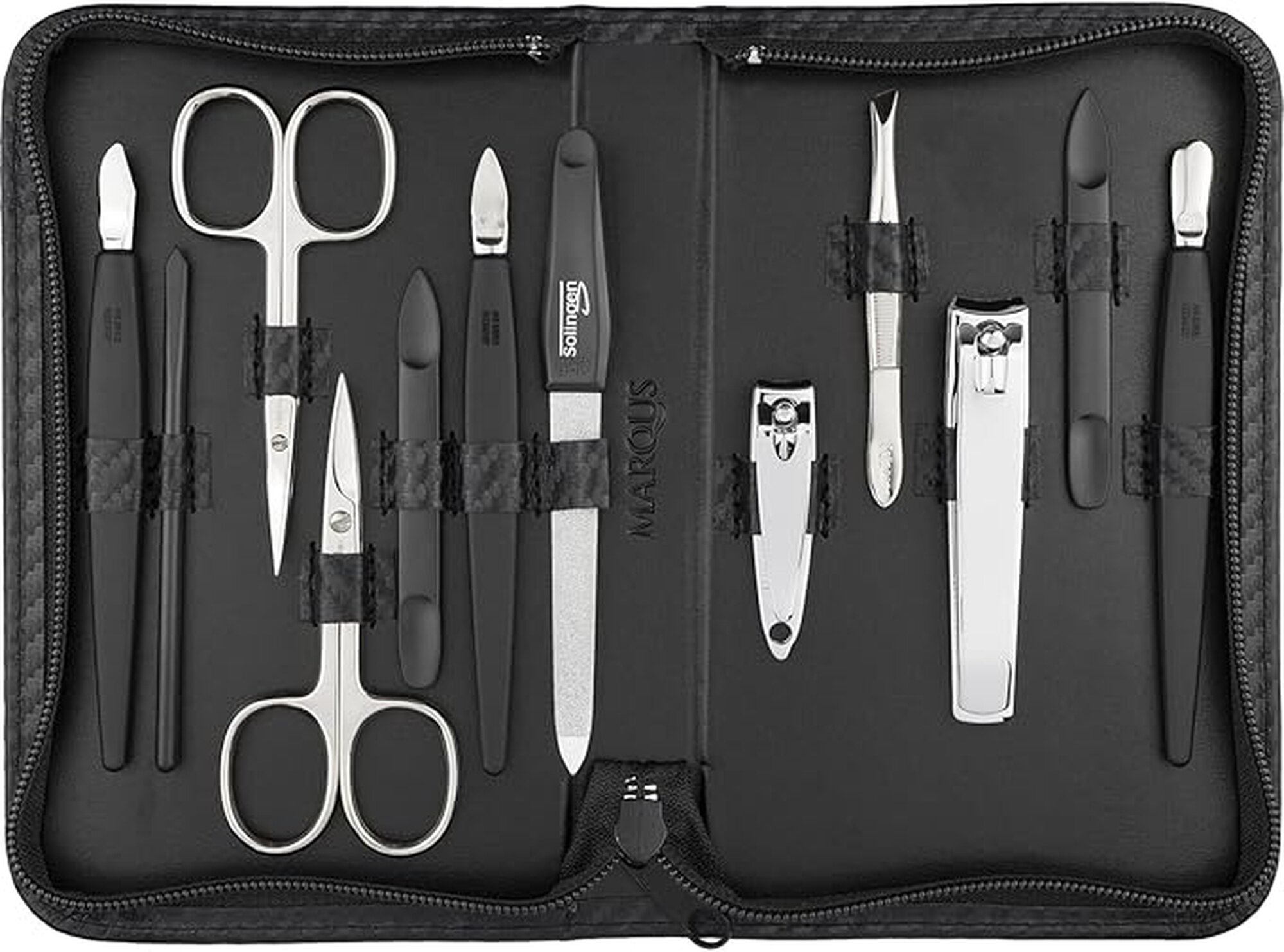 Маникюрный набор Solingen 12 эл. в футляре модель 300 цвет черно-серый