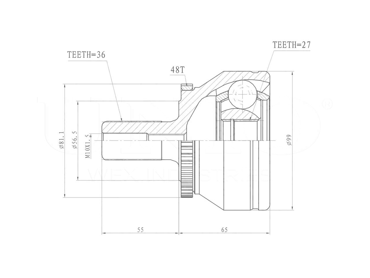 UNIO CVJ-20248 (8602531 / 8603886) шрус внешний Volvo (Вольво) xc90 02- (мкпп / акпп)