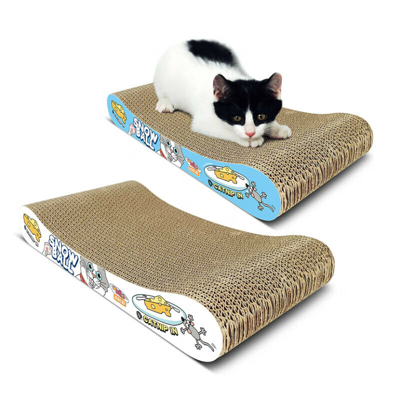 Tiantianmao High-Density Scratch-Resistant Corrugated Cardboard Cat Scratching Board, Cat Toy, Cat Supplies, Catnip Set, 2-Pack