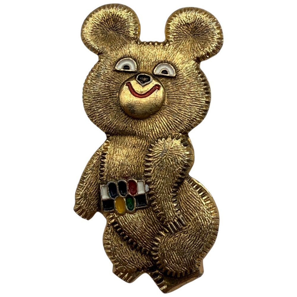 Знак "Олимпийский мишка" СССР 1980 г. (Клеймо "Лебедь в круге")