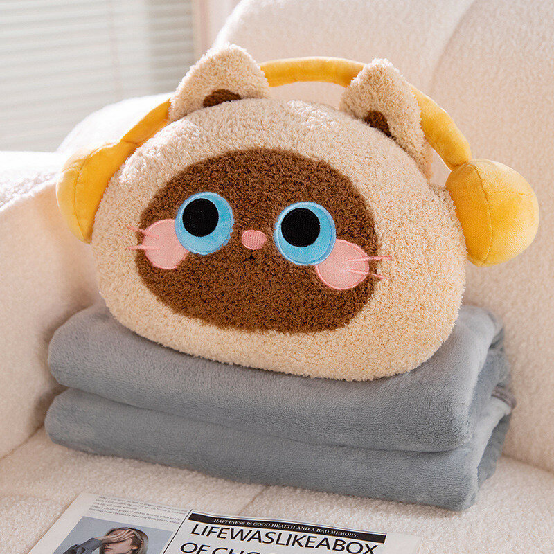 Cozy cat мягкая игрушка декоративная подушка для офиса или автомобиля сиамский 100x150см