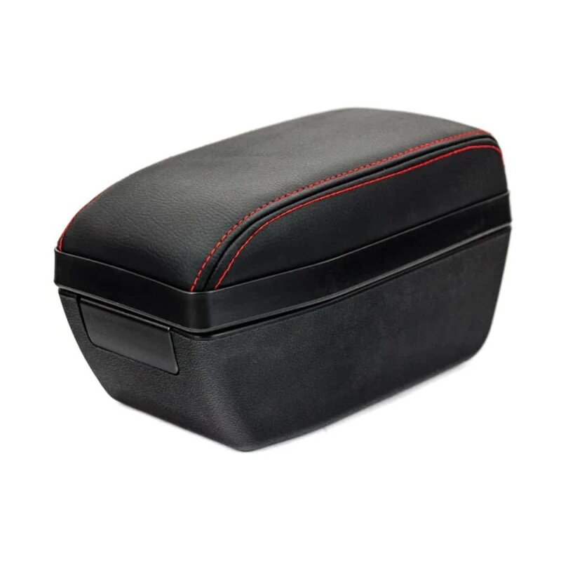 Подлокотник ВАЗ 2170 Лада Приора 1 экокожа черный с красной ниткой SALMAN