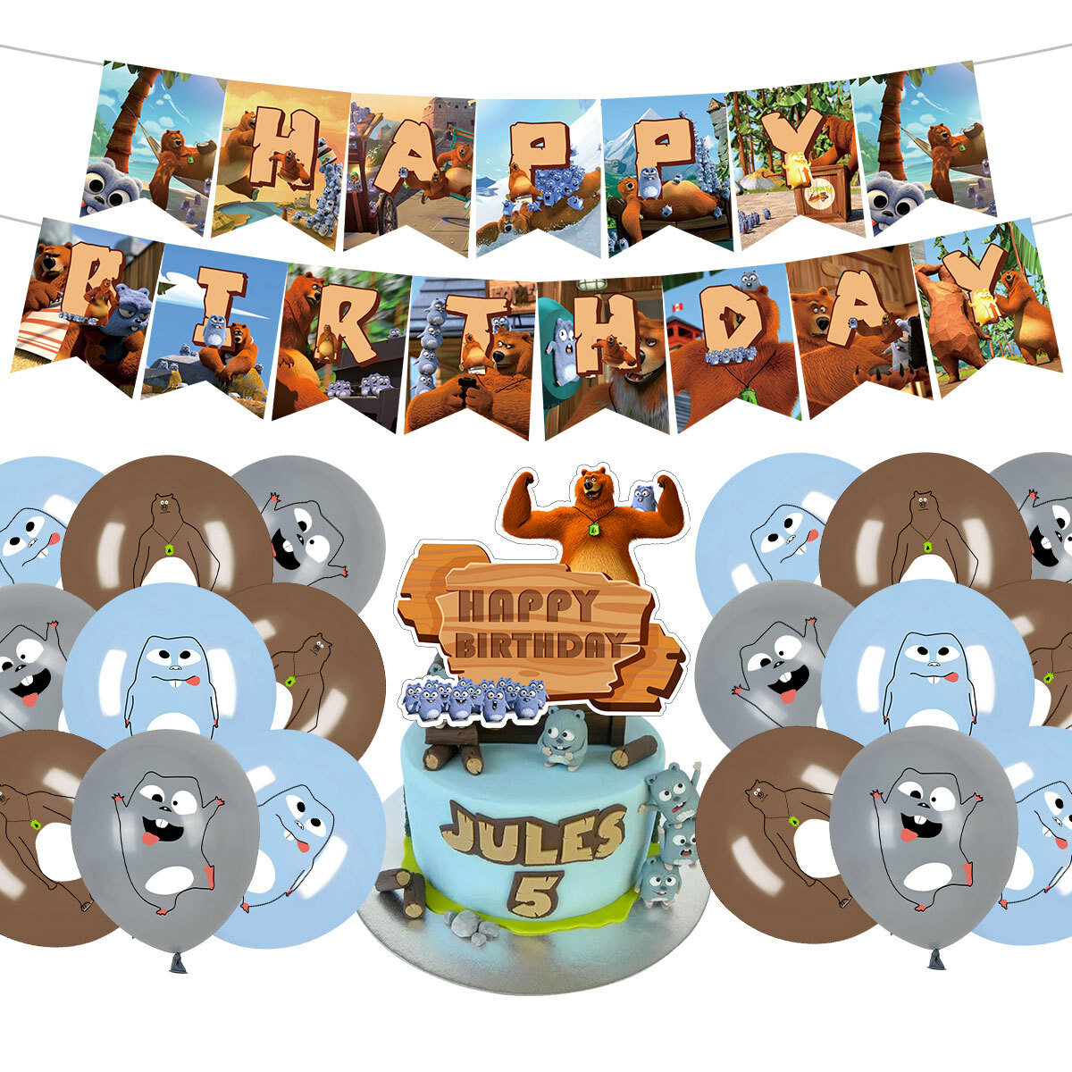 Украшения для дня рождения в стиле «Гриззи и лемминги»: баннеры, воздушные шары, украшения на торт для детей, товары для вечеринок и тематических торжеств