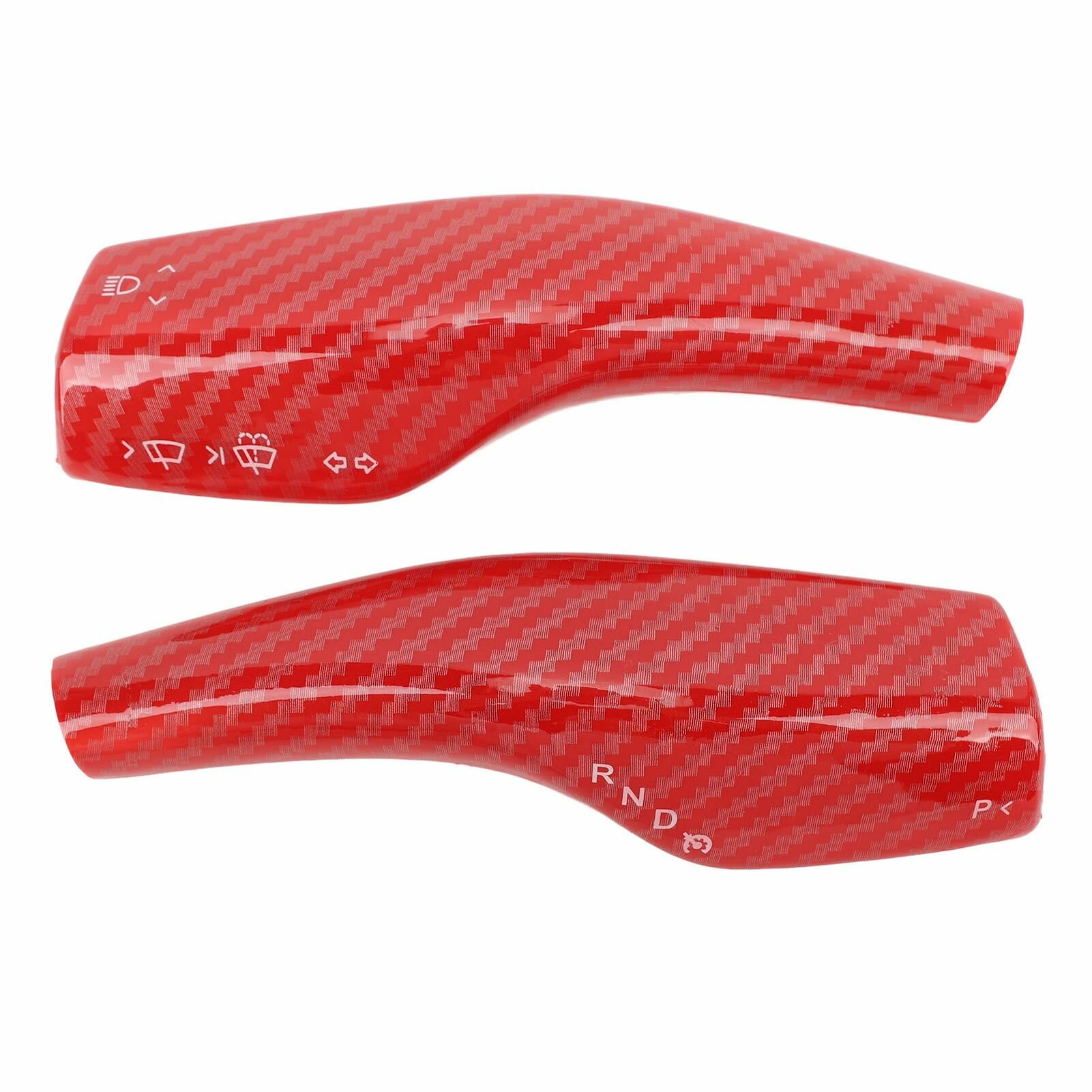 Пара защитных накладок на рычаг КПП в стиле карбона, красные