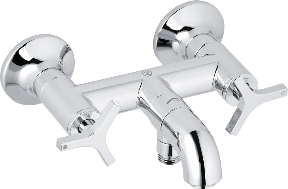 Смеситель для ванны с душем Kludi Nova Fonte Deco 205400539 настенный, хром, глянцевый, латунный, без лейки