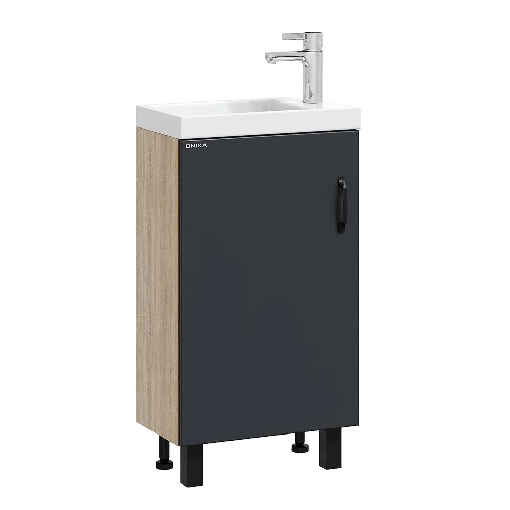 Тумба под раковину без столешницы Onika Тимбер 45 серая матовая, дуб сонома