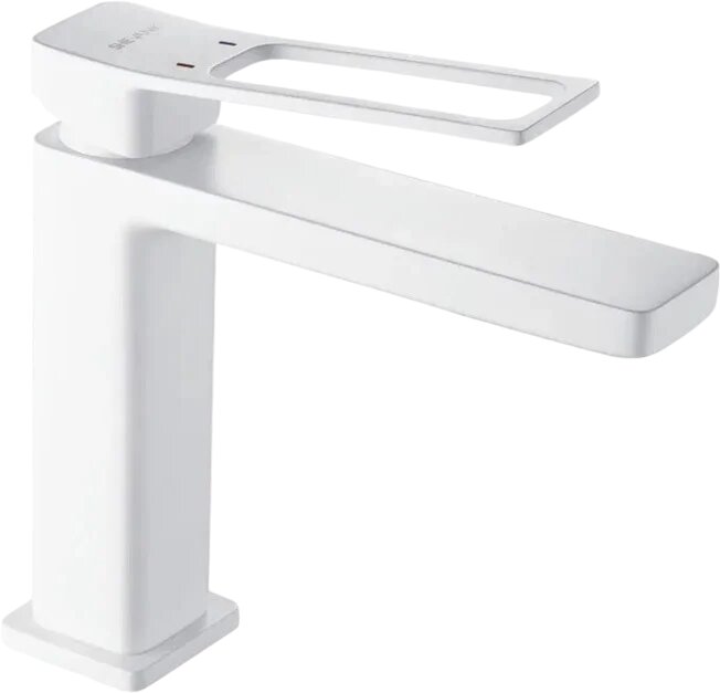 Смеситель для раковины Shevanik S6901C белый, глянцевый, кран для ванной в раковину, из латуни, рычажный, с керамическим картриджем, с функцией экономии расхода