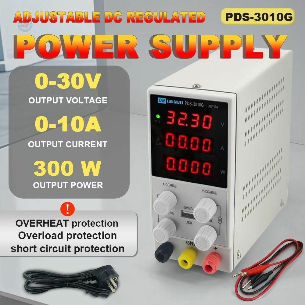 Лабораторный блок питания, стабилизированный источник питания для школы и домашней мастерской, регулируемое напряжение и ток