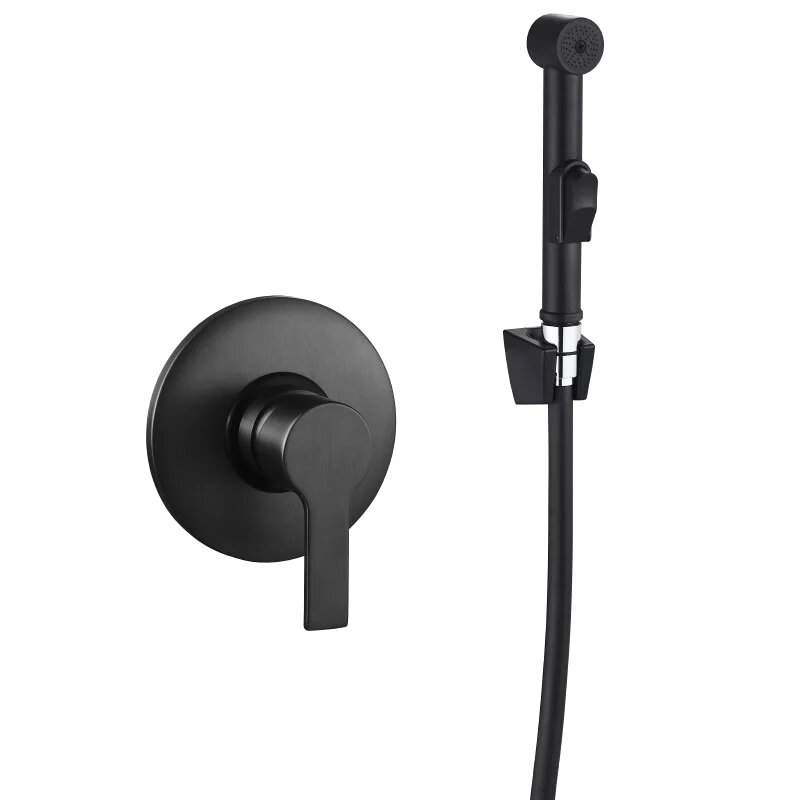 Гигиенический душ Melodia della vita Aria MDV35753bk встраиваемый, скрытого монтажа, со смесителем, черный, матовый, латунь, рычажный, смеситель для биде, с настенным держателем