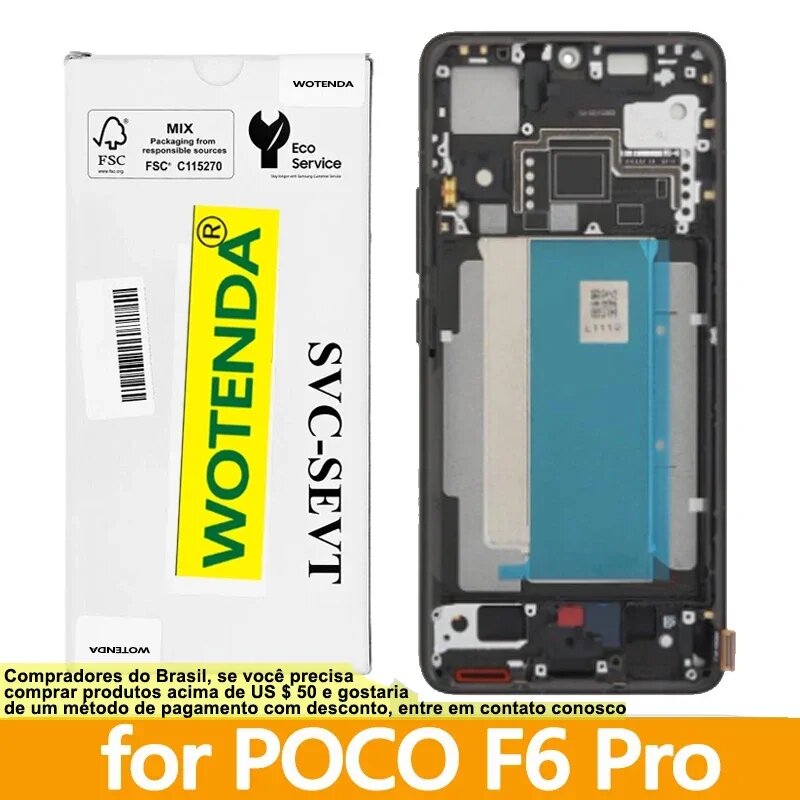 Оригинальный ЖК-дисплей AMOLED 120 Гц для Xiaomi POCO F6 Pro, ЖК-дисплей, сенсорный ЖК-экран, запасные части Black with Frame