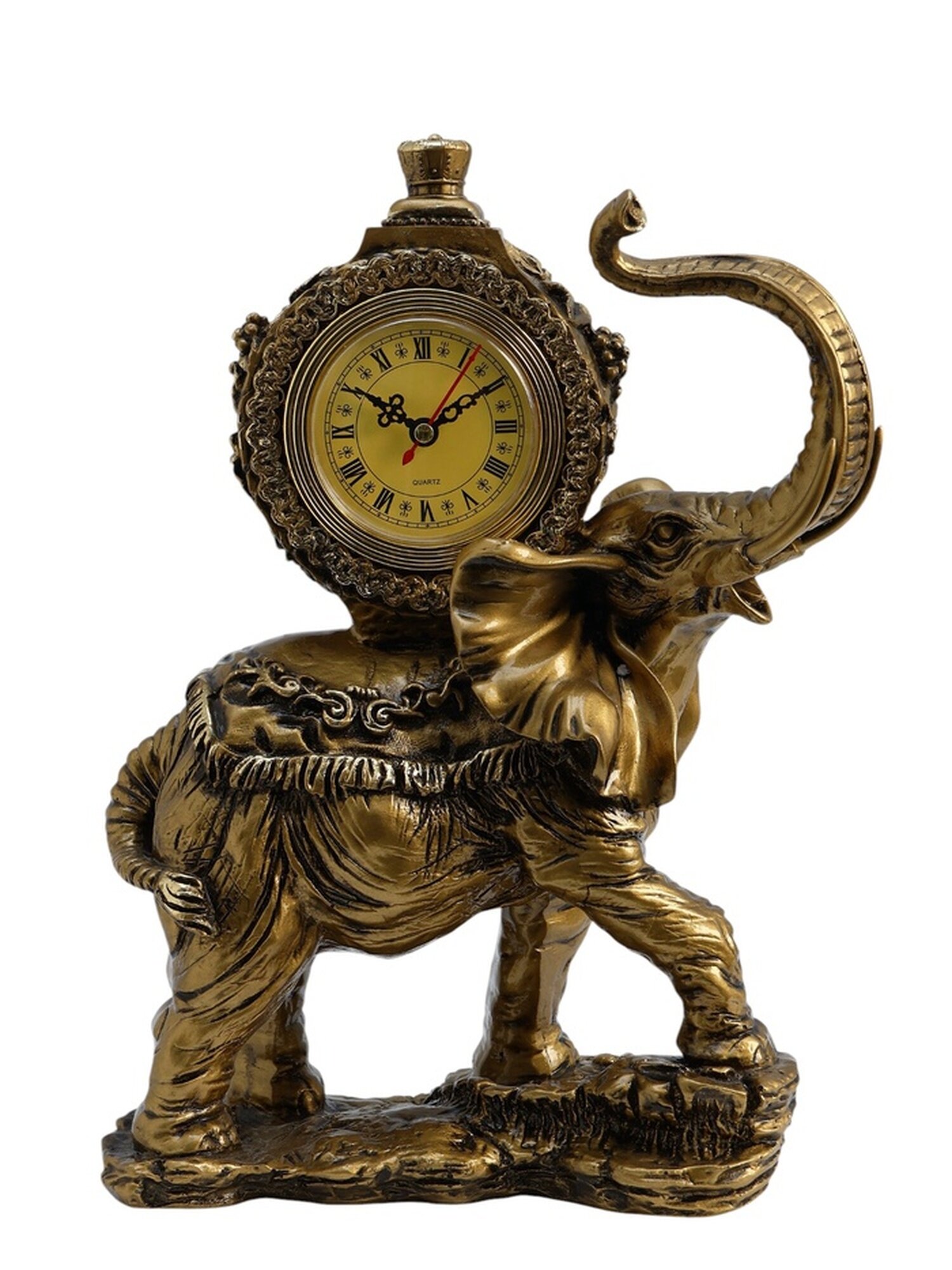 Часы настольные интерьерные каминные «Слон», 35×22 х 10 см, бронза