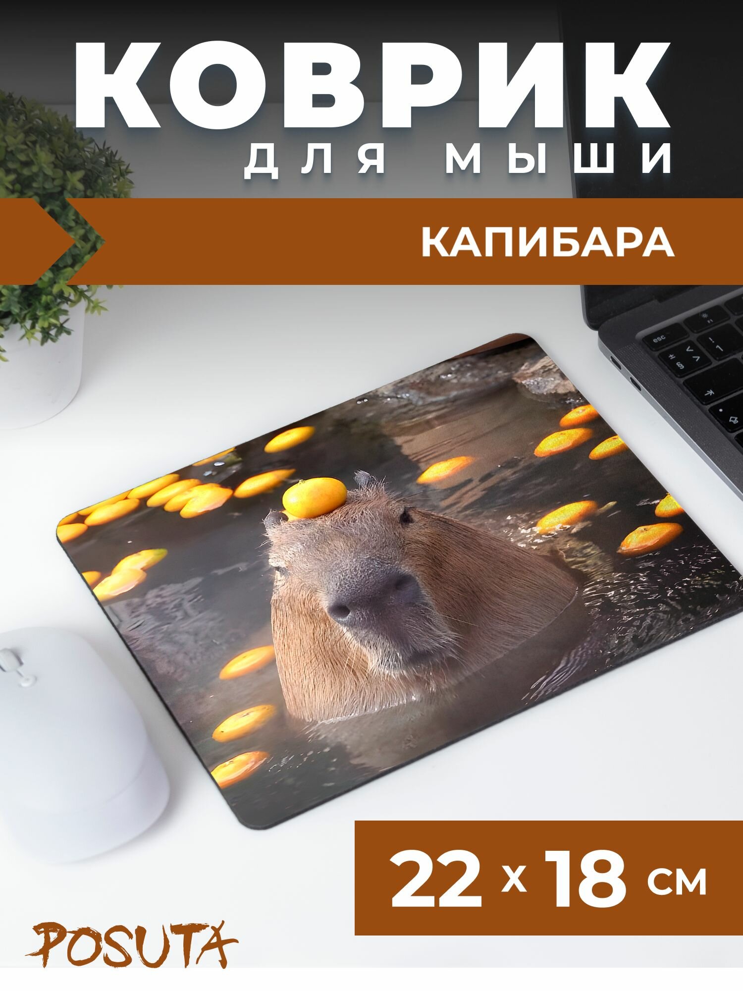 Игровой коврик для мышки маленький Капибара
