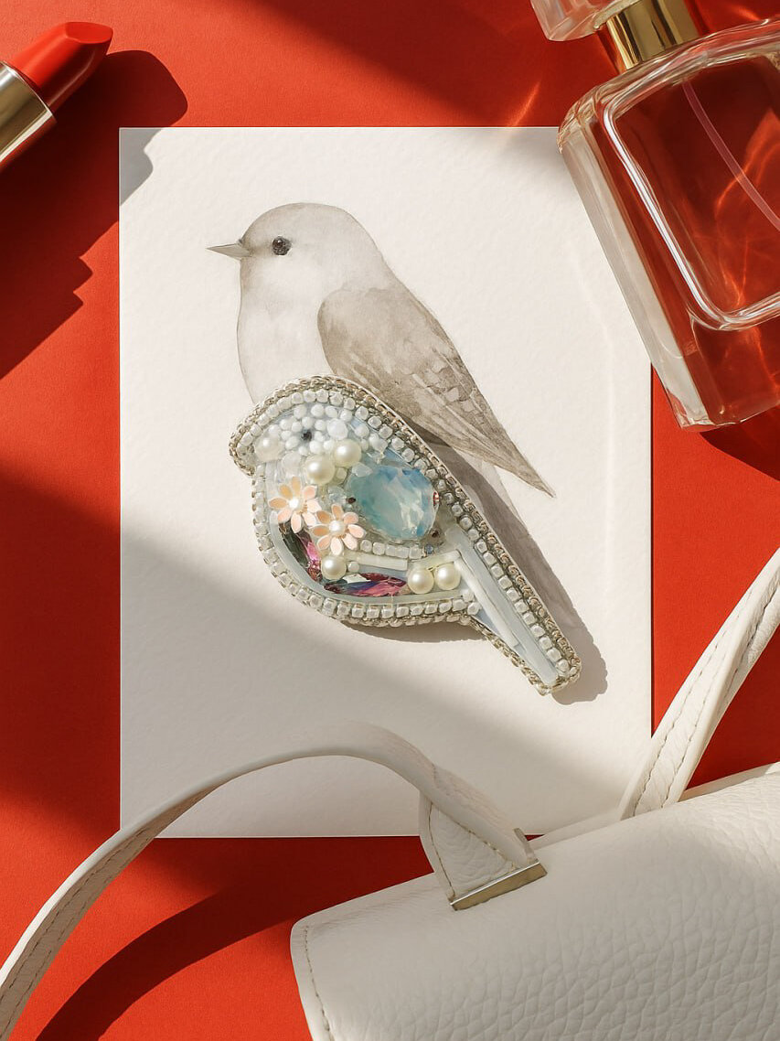 Брошь, стразы, кристалл