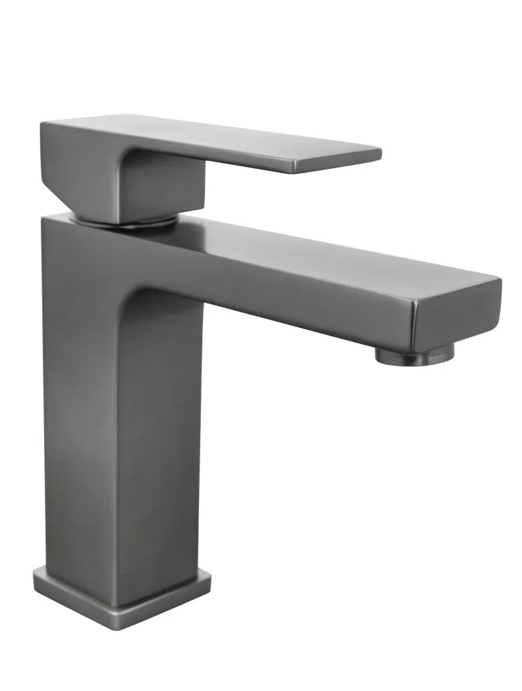 Смеситель для раковины Stella Polar Савойя S3021 вороненая сталь, матовый, кран для ванной в раковину, из латуни, рычажный, с керамическим картриджем, с функцией экономии расхода