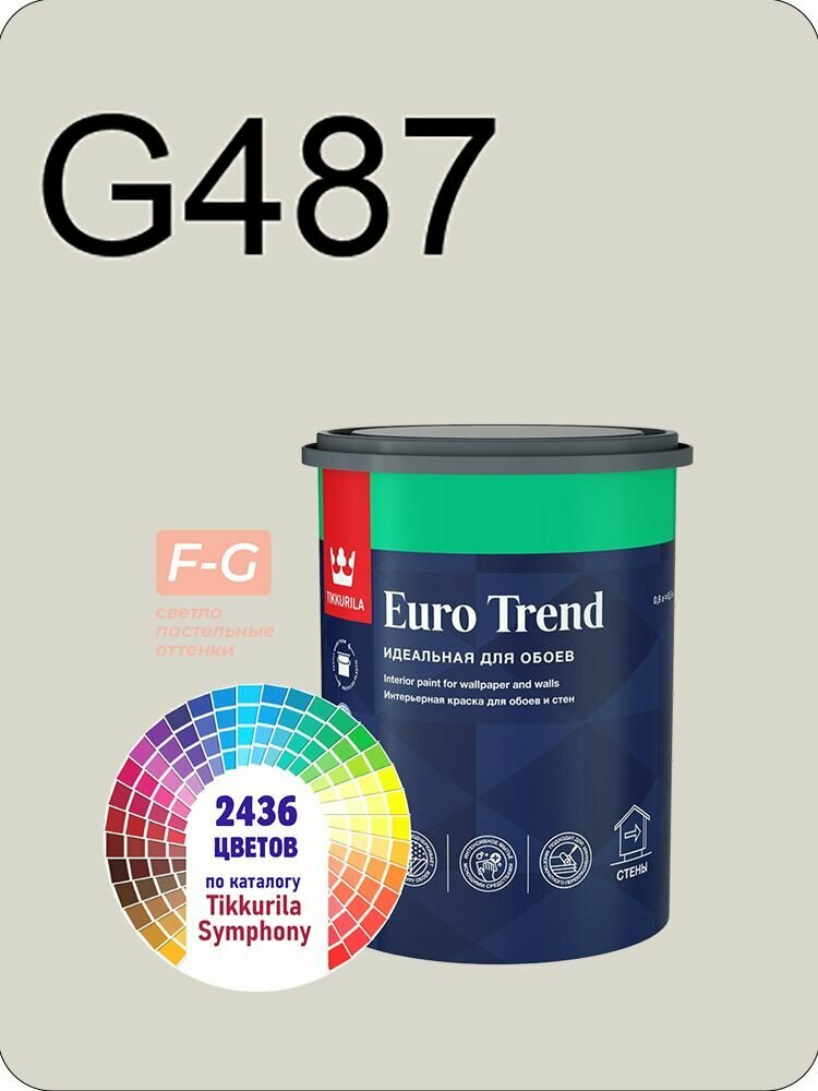 Краска для обоев Tikkurila Euro Trend 0,9л. светло-пастельные оттенки G487