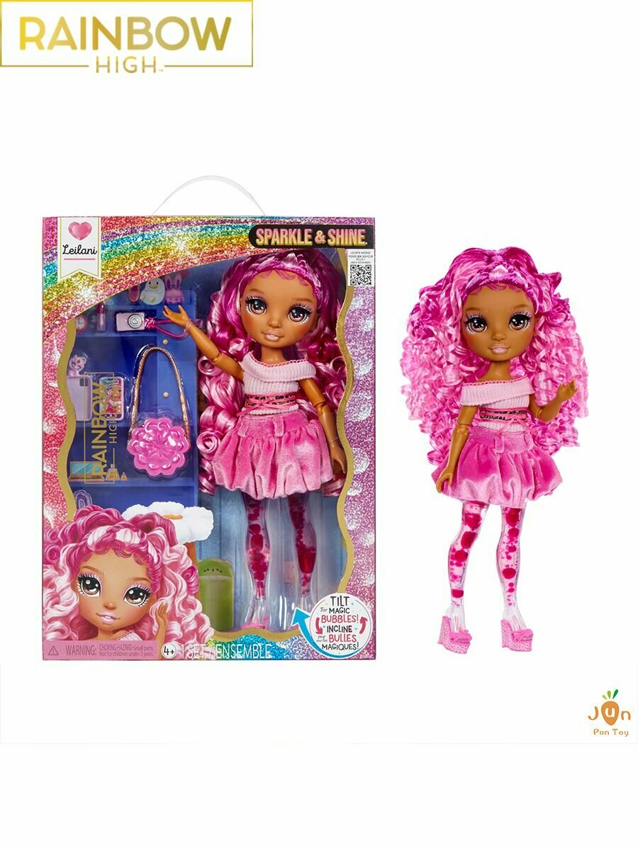 Кукла Рэйнбоу Хай MGA Rainbow High Sparkle & Shine Leilani / игрушки для девочек с длинными розовыми волосами, с волшебными пузырьками на ножках, подходит для детей от 4 лет и старше