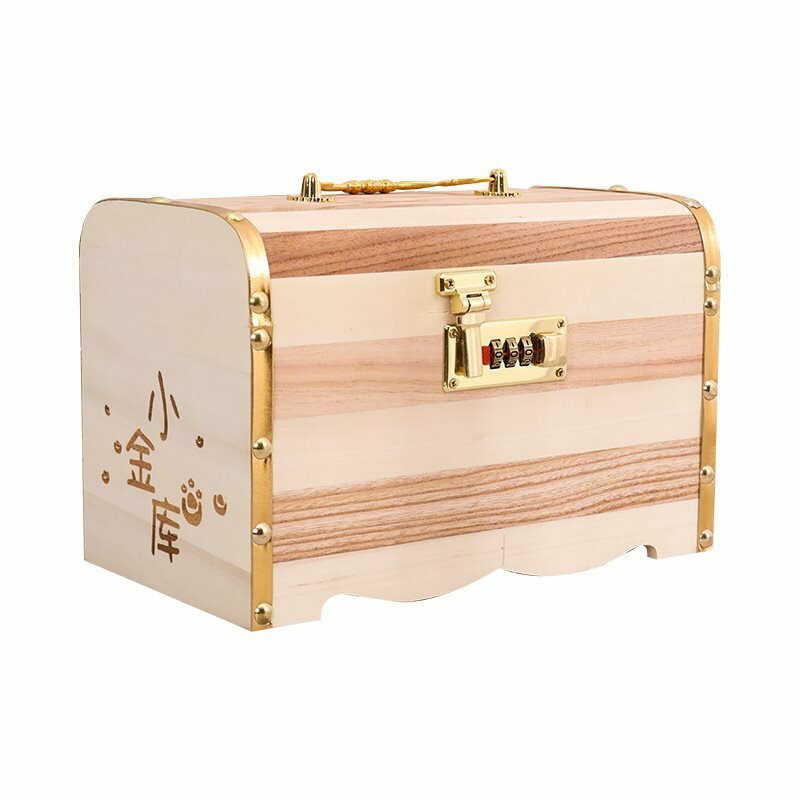 Большая деревянная копилка с кодовым замком, домашняя копилка – безопасная копилка только для пополнения сберегательных сбережений для взрослых и детей, с защитой от краж, 25 x 15 x 16,5 см