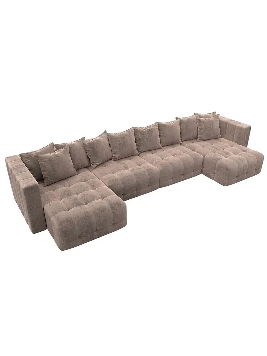 П-образный диван Европа,421x91x161 см, с ящиком для белья, велюр