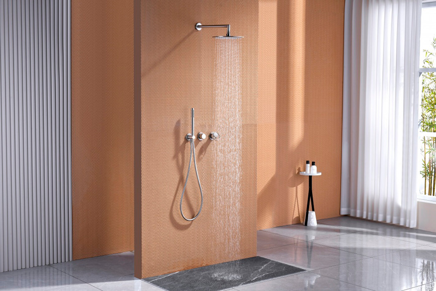 Душевая система скрытого монтажа с тропическим душем 2 функциями без излива от бренда Ganzer GZ19164-G сатин