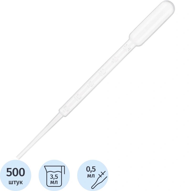 Пипетка Пастера 3,5мл, 160 мм, нестер, град, 500шт/уп 12006661