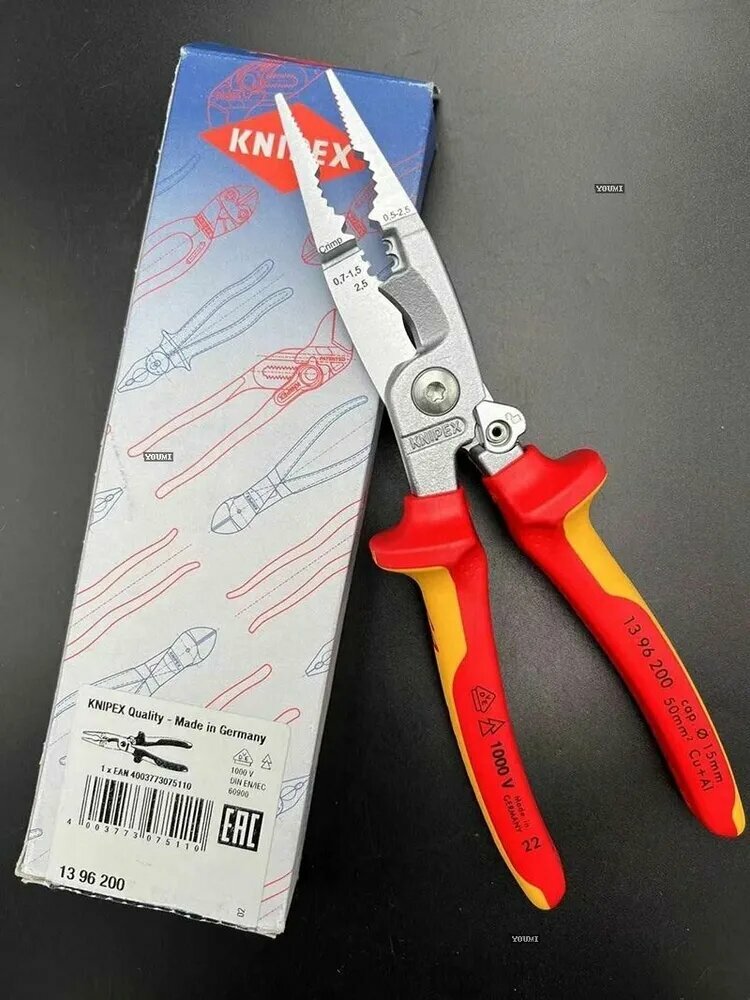 Knipex 1396200 Электрические клещи 6 в 1. Комбинированные и многофункциональные клещи, проверенные VDE 13 96 200
