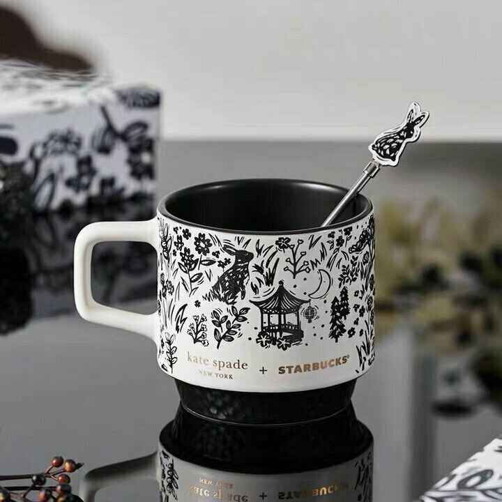 Кружка "Черно-белое граффити", от Starbucks, керамика, 414мл