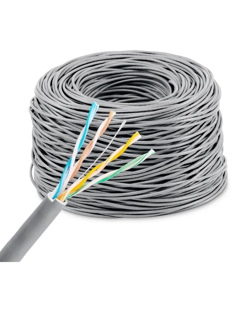 Кабель витая пара UTP 5e кат. 4 пары KINGPRICE KP-UTP-C5E-0.5MM-CCA-305M solid 0.5мм CCA 305м серый, 2029713