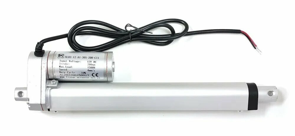 Линейный электропривод 12 В, 100 мм ход, 10 мм/с, усилие 1000 Н для автоматики ворот, дверей и механизмов, компактный актуатор с плавным ходом