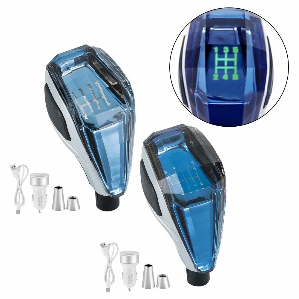 Светодиодная хрустальная ручка КПП для Toyota Renault Honda Skoda, LED 8/10/12 мм, с USB, для 5/6-ступенчатых КПП