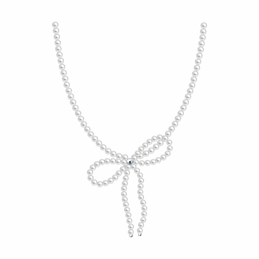 Колье, серебро, 925 проба, родирование, жемчуг имитация