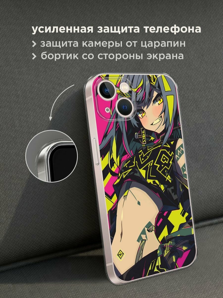 Чехол на Apple iPhone 13 / Айфон 13 с принтом "Девушка в кибер костюме" — фото 1