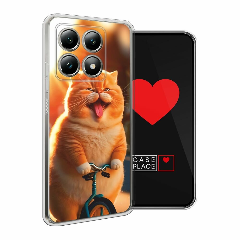 Силиконовый чехол на Xiaomi 14T / Сяоми 14T с принтом "Кот на велике" — фото 1