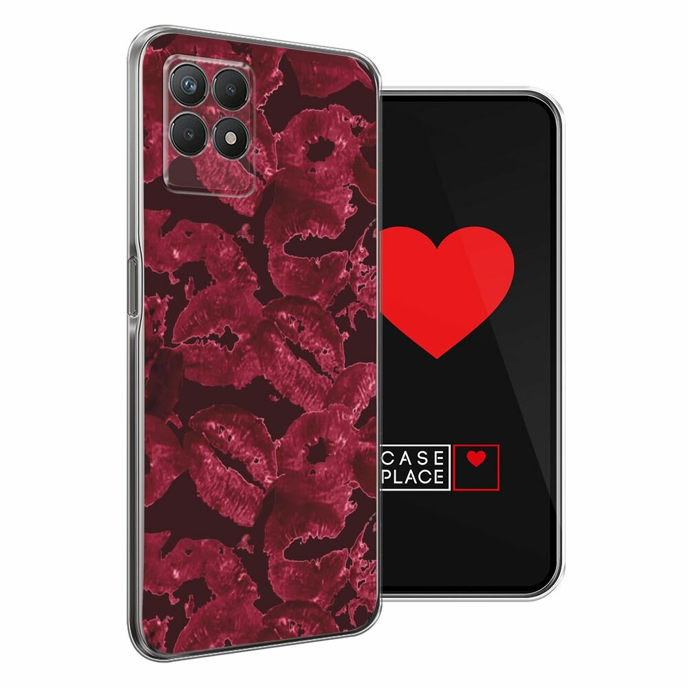 Силиконовый чехол на Realme 8i / Реалми 8i с принтом Помада паттерн 1 — фото 1