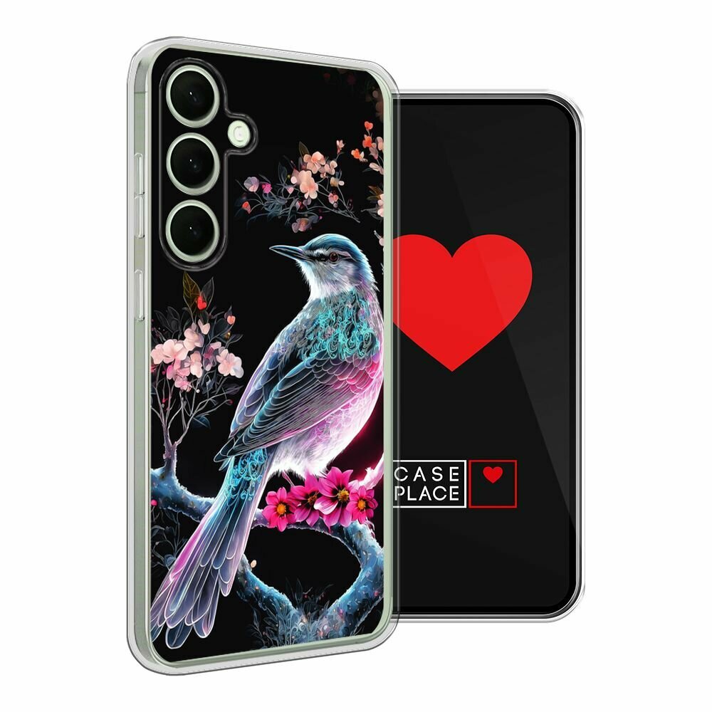 Чехол на Samsung Galaxy S25 Plus / Самсунг S25 Плюс с принтом "Птица на цветущем дереве" — фото 1