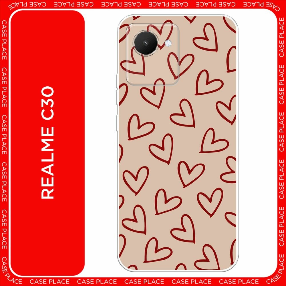Чехол на Realme C30 / Реалми C30 с принтом "Little hearts doodles 1 - 14 февраля"