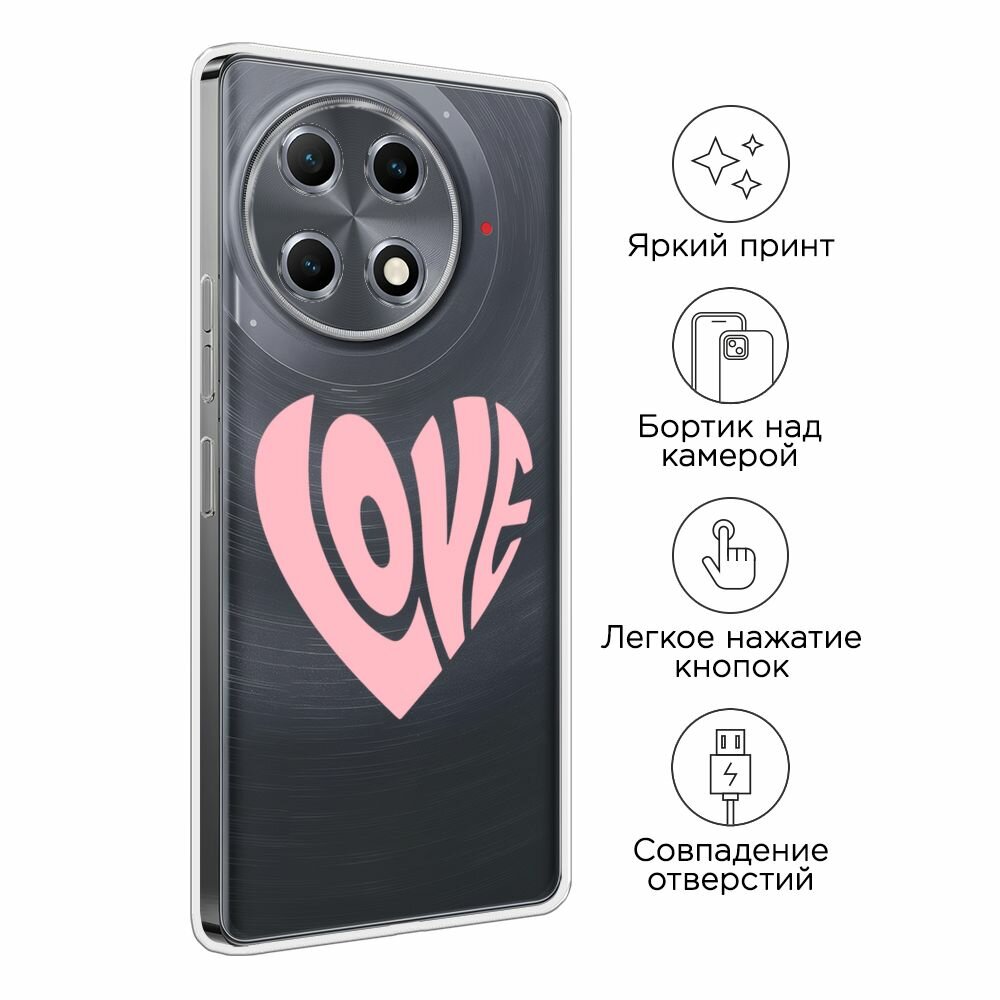 Чехол на Tecno Camon 30S / Текно Камон 30S с принтом "Love heart 3 - 14 февраля", прозрачный — фото 1