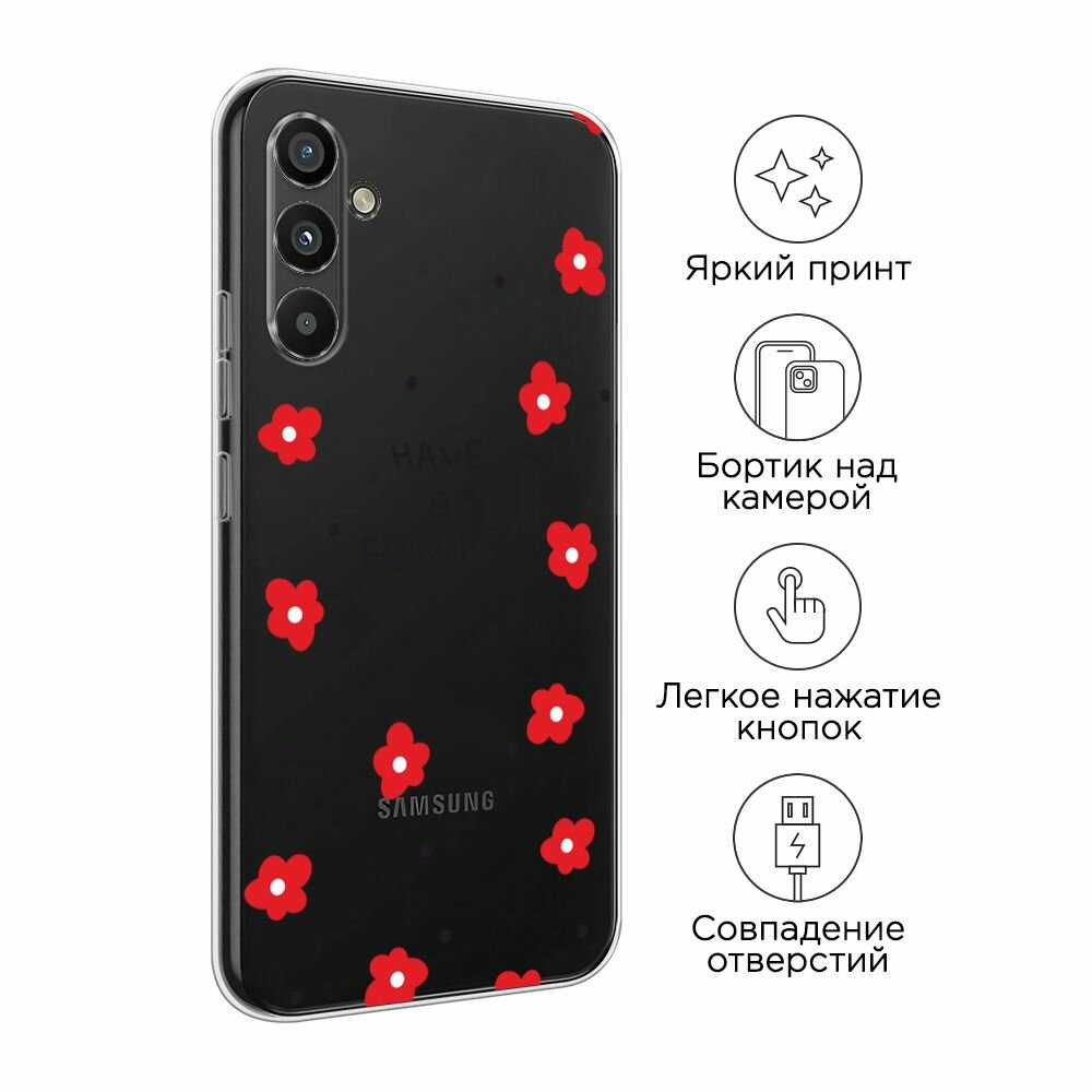 Чехол на Samsung Galaxy A34 / Самсунг A34 с принтом "Have a flower day 2", прозрачный — фото 1