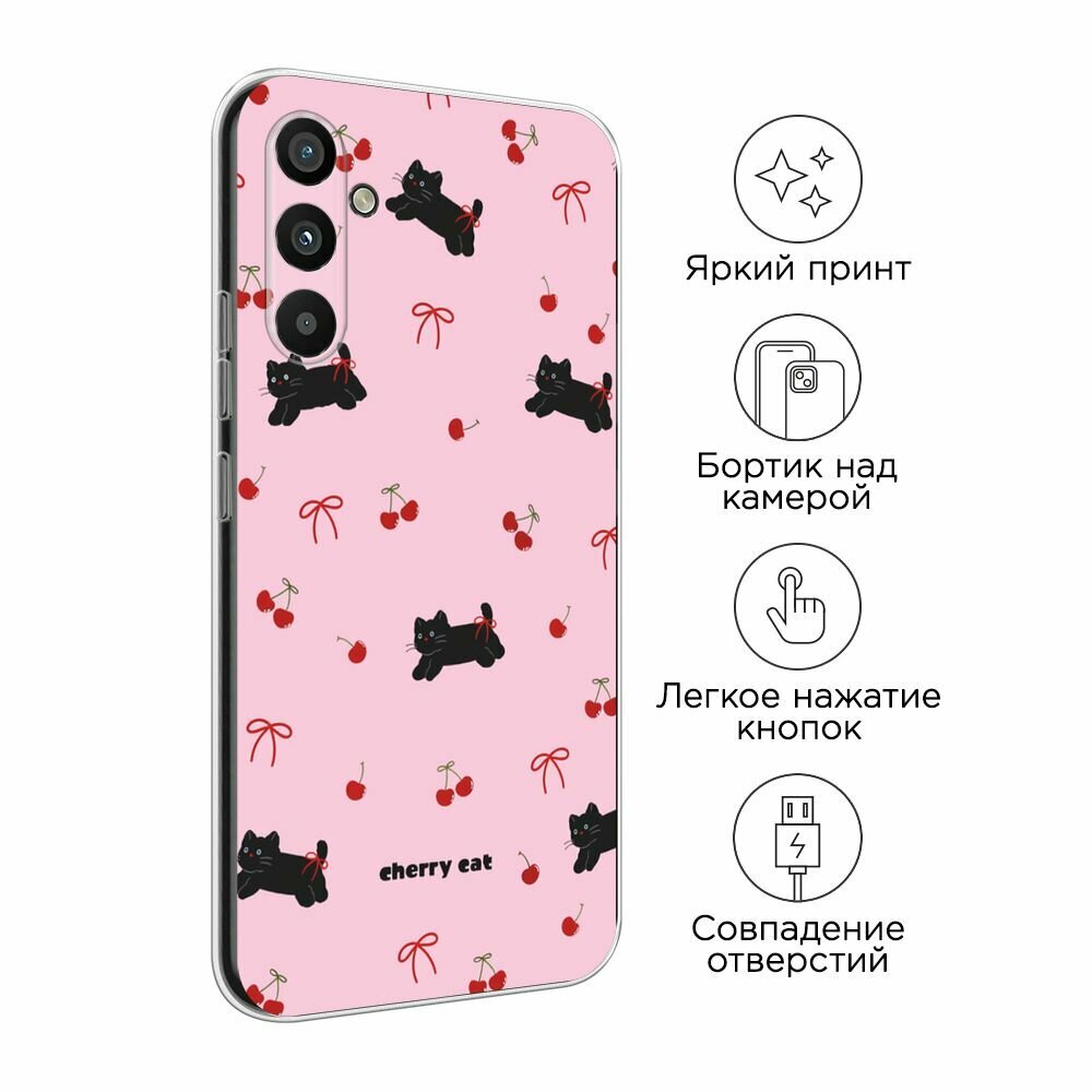 Чехол на Samsung Galaxy A34 / Самсунг A34 с принтом "Cherry cat" — фото 1