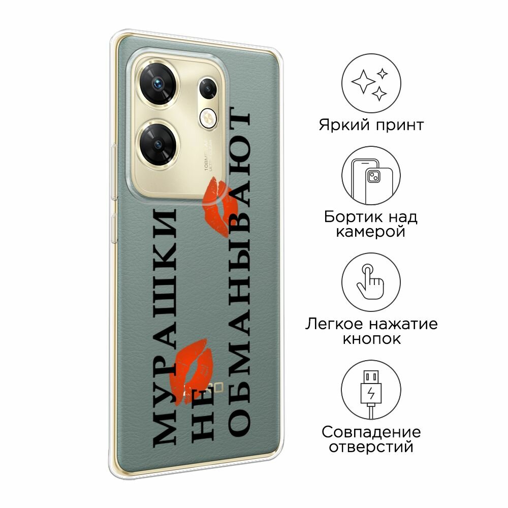 Чехол на Infinix Zero 30 4G / Инфиникс Зеро 30 4G с принтом "Мурашки не обманывают 1 - 14 февраля", прозрачный — фото 1