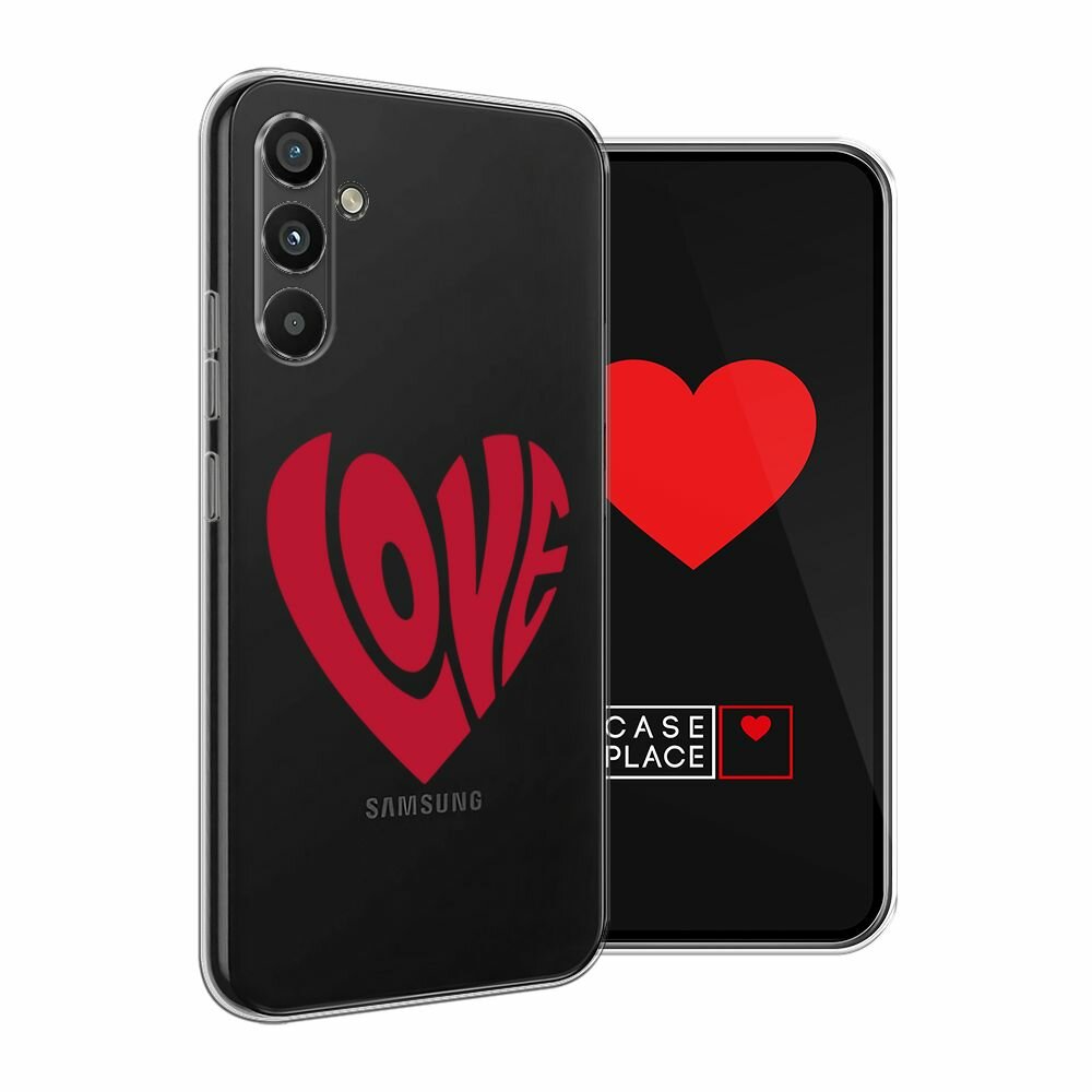 Чехол на Samsung Galaxy A34 / Самсунг A34 с принтом "Love heart 2 - 14 февраля", прозрачный — фото 1