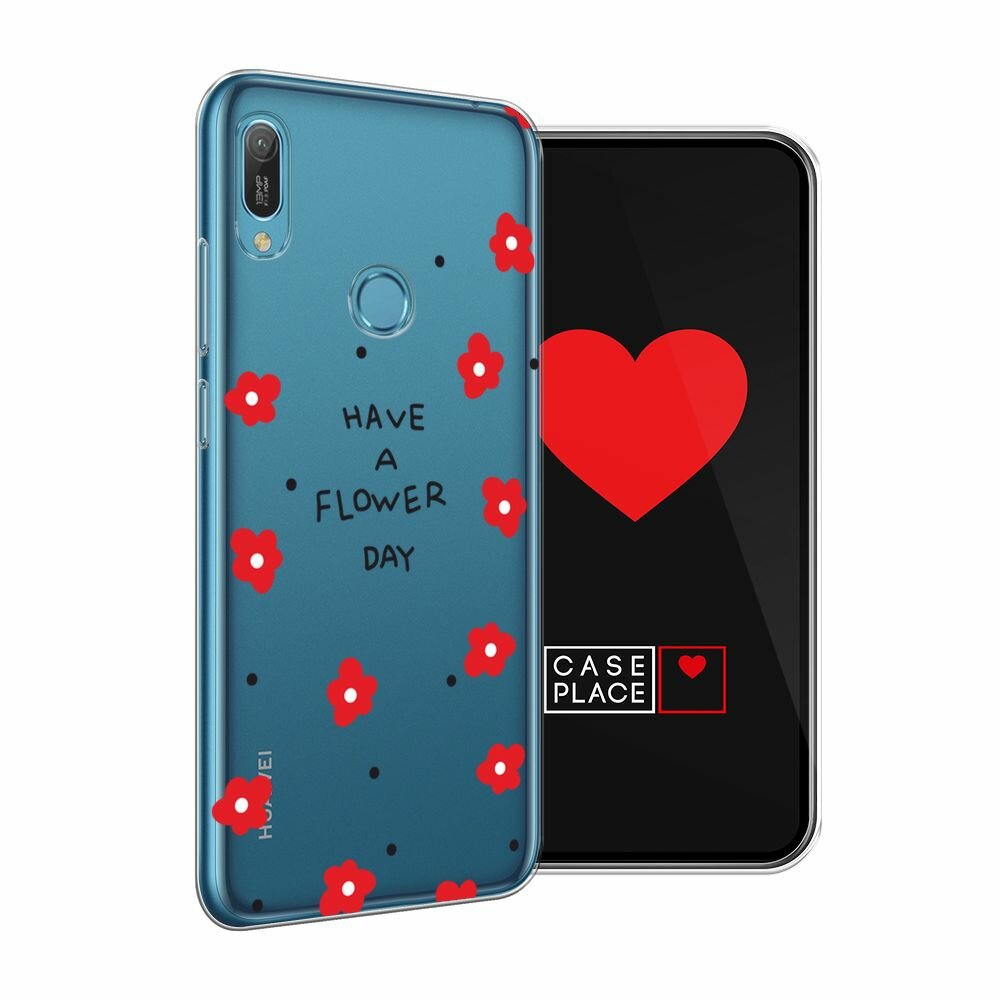 Чехол на Honor 8A/8A Pro/Huawei Y6s/Y6 2019 / Хонор 8А с принтом "Have a flower day 2", прозрачный — фото 1