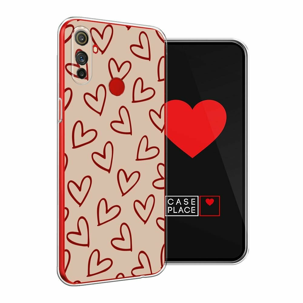 Чехол на Realme C3 / Реалми C3 с принтом "Little hearts doodles 1 - 14 февраля" — фото 1