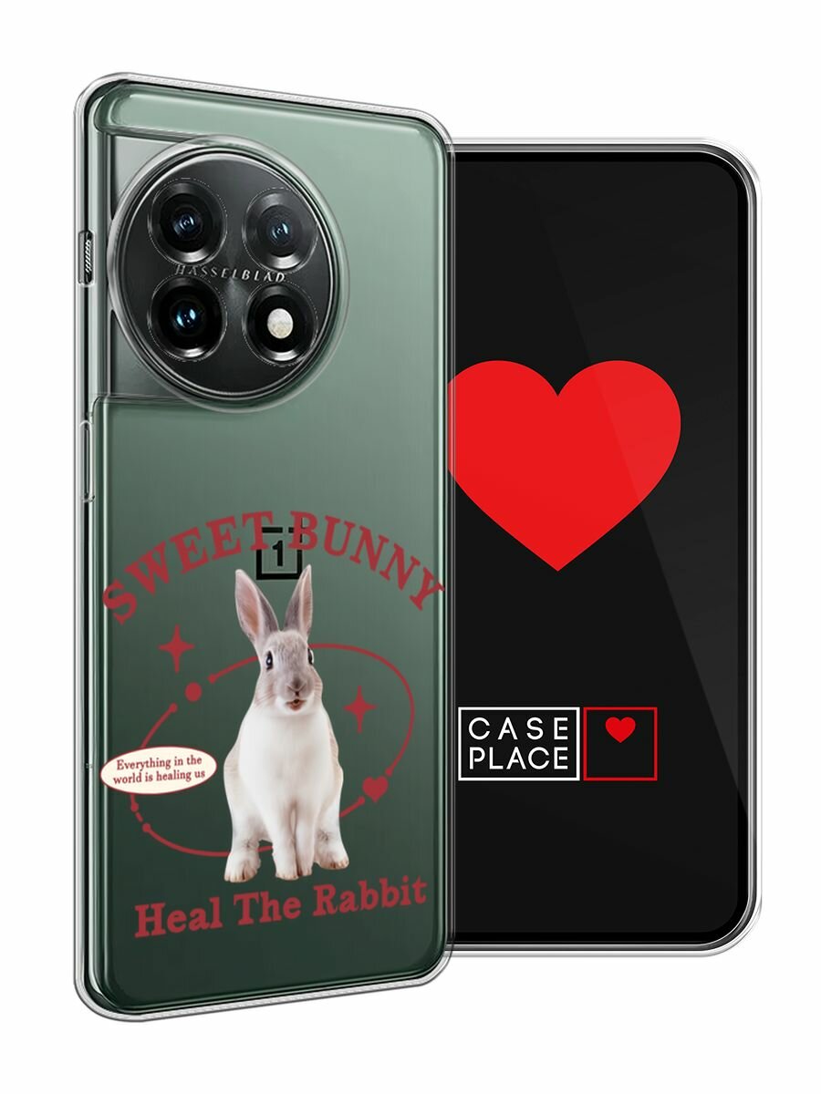 Чехол на OnePlus 11 / Ван Плас 11 с принтом "Heal the rabbit", прозрачный — фото 1