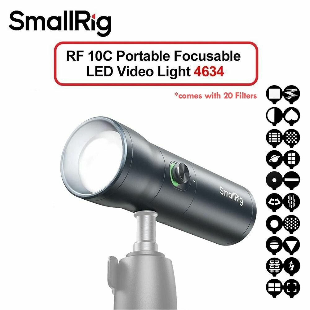 SmallRig RF 10C RGB Светодиодный фонарик для фотосъемки с фокусируемым рассеянным светом и рисунком из 20 Гобо -4634