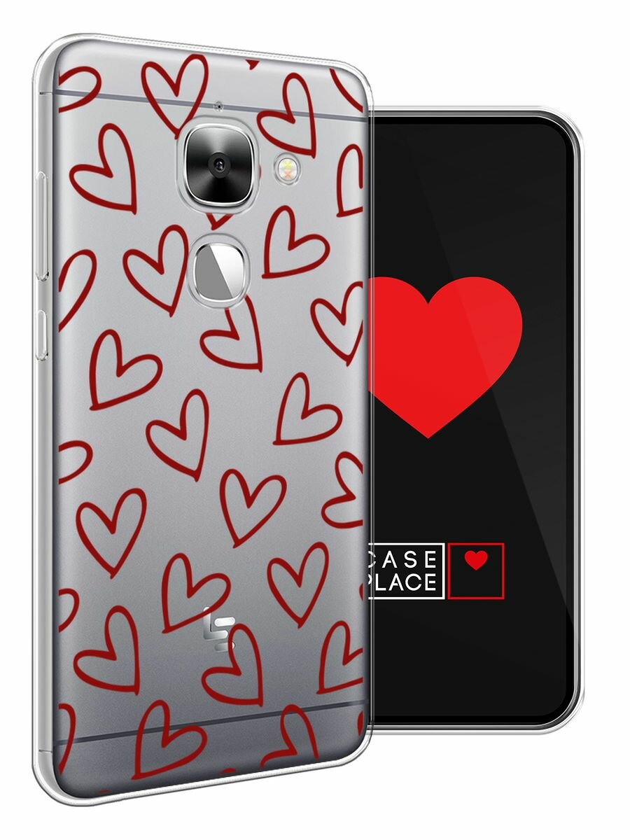Чехол на LeEco Le 2/2 pro / Лееко Ле 2/2 про с принтом "Little hearts doodles 2 - 14 февраля", прозрачный — фото 1